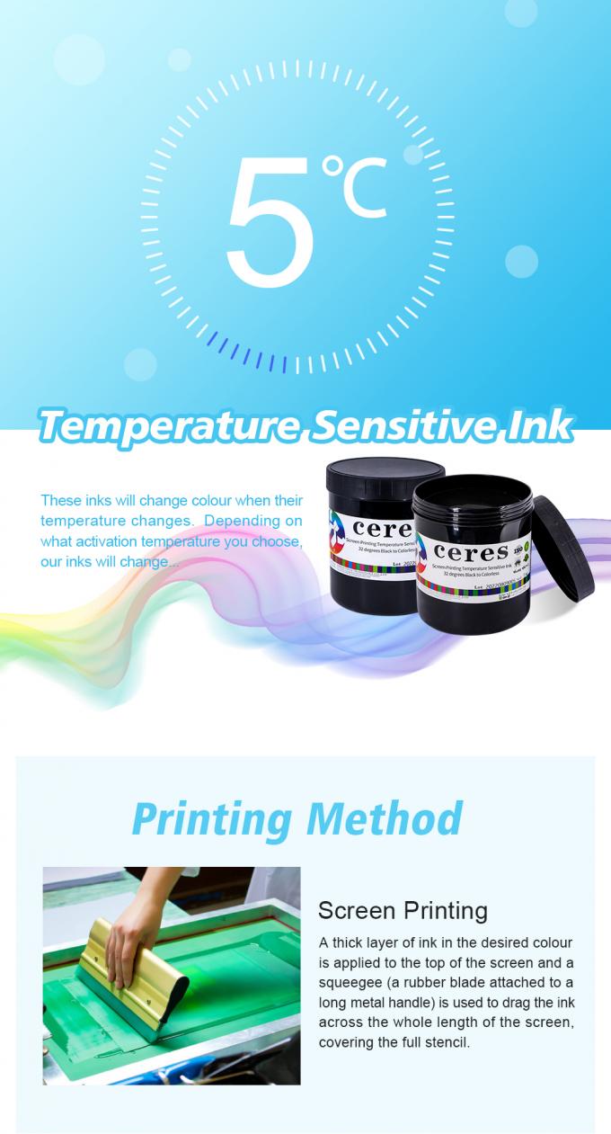 Screen Printing Temperature Sensitive Ink 50 Degree Green To Yellow